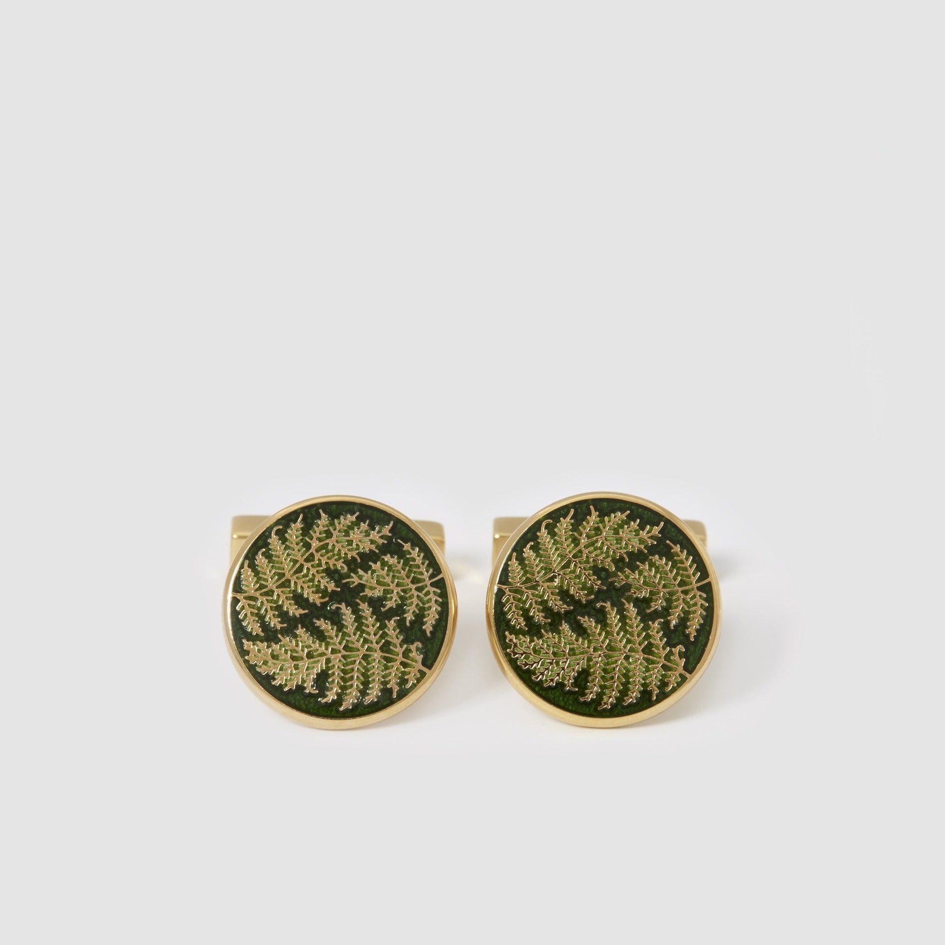 Fern Cufflinks | Olive Green Enamel | Codis Maya – Codis Maya Ltd