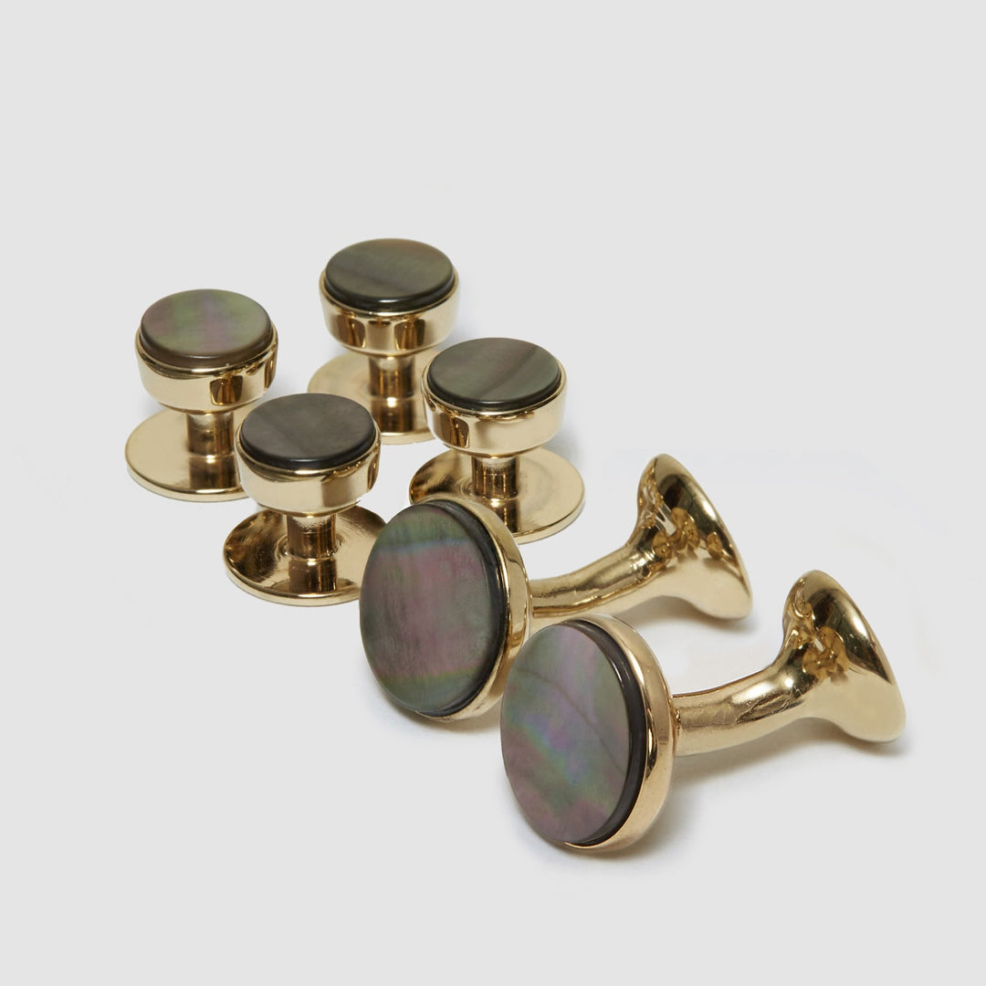 Smokey Mother of Pearl Bow Dress Set | 18 Carat Gold Plating | Codis ...