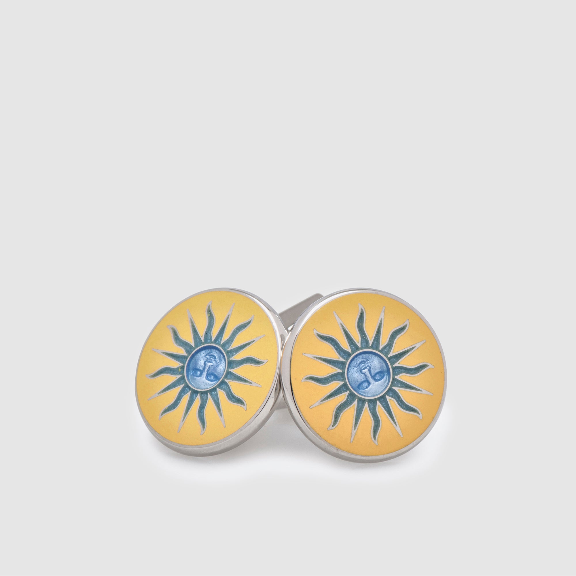 Sun Cufflinks | Deep Yellow & Bluebell Enamel | Codis Maya – Codis Maya Ltd